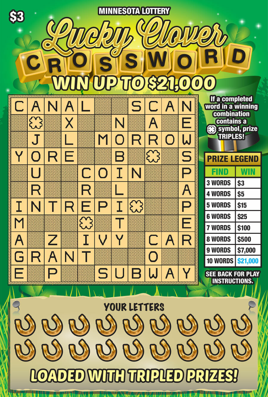 Lucky Clover Crossword - The Minnesota Lottery